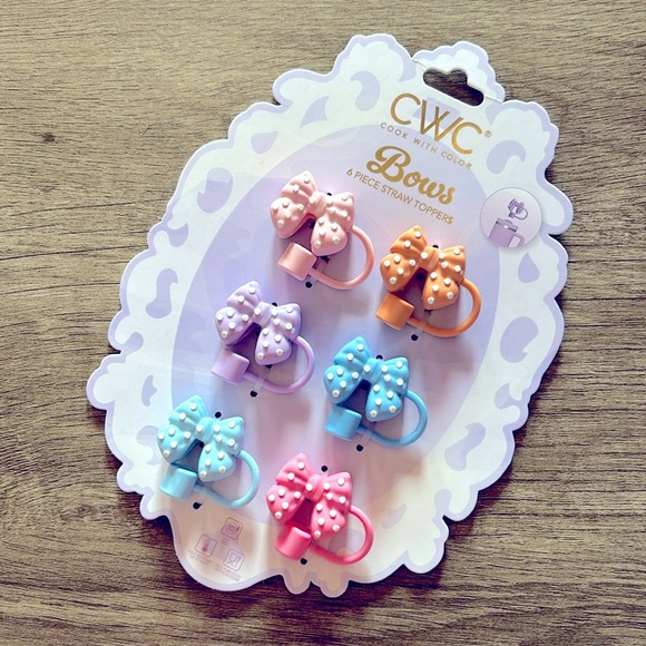 Cook With Color | Other | Cwc Cook With Color 6 Piece Bow Straw Toppers ...